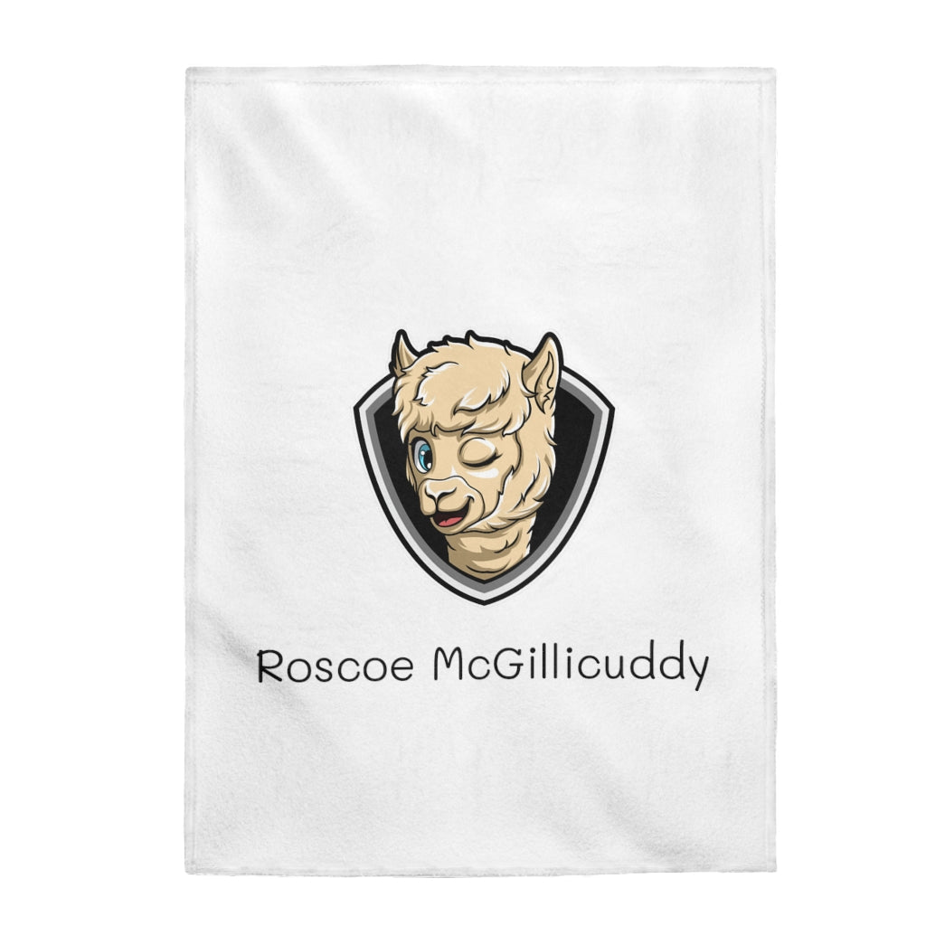 Roscoe Logo Plush Blanket (White) – Roscoe McGillicuddy Official Store